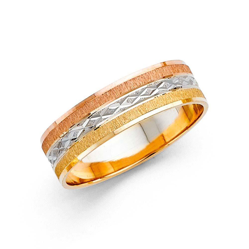 14k Tri Color Fancy Wedding Bands – Silverdepot