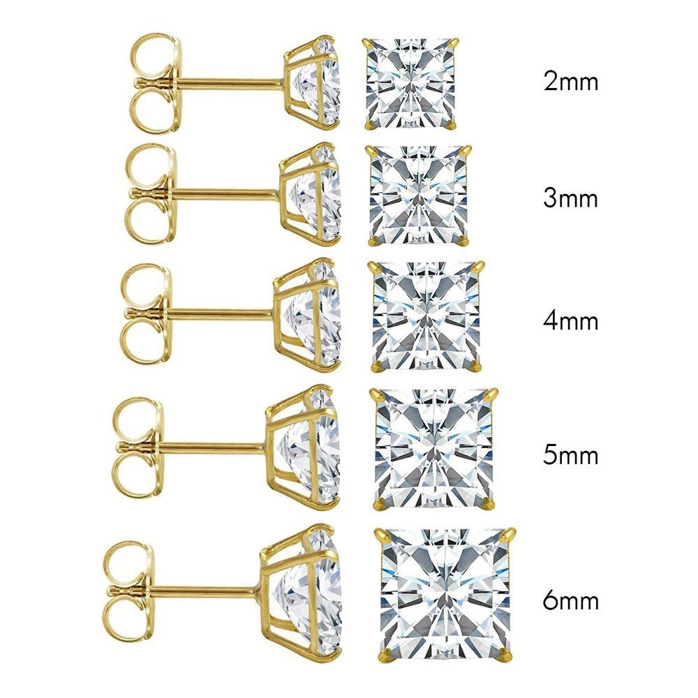 (Pack of 6) 14K Casting Square Shape Stud Earrings – Silverdepot