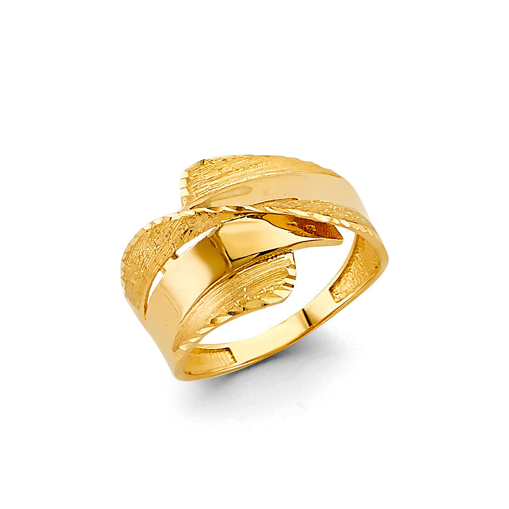 14K Yellow Gold Curved Fancy Ladies Ring – Silverdepot