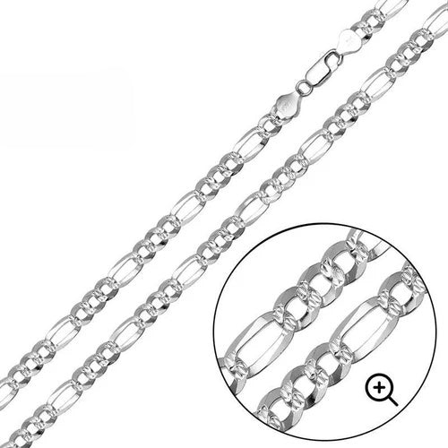 Sterling Silver Diamond Cut Figaro 160-6.8mm Chain – Silverdepot
