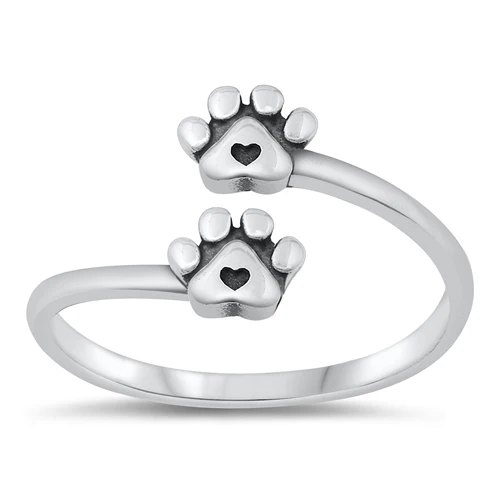Sterling Silver Oxidized Paws And Hearts Ring – Silverdepot
