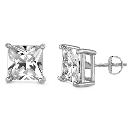 Sterling Silver Casting Square Screw Back Stud Earrings – Silverdepot