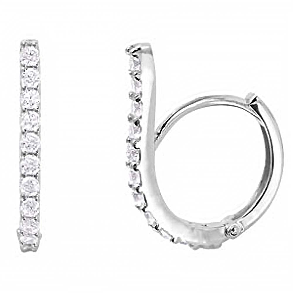 Sterling Silver Rhodium Plated Fancy Pave Swoop Hoop Earring – Silverdepot