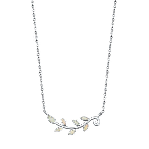 Sterling Silver White Lab Opal Tree Branch Necklace – Silverdepot