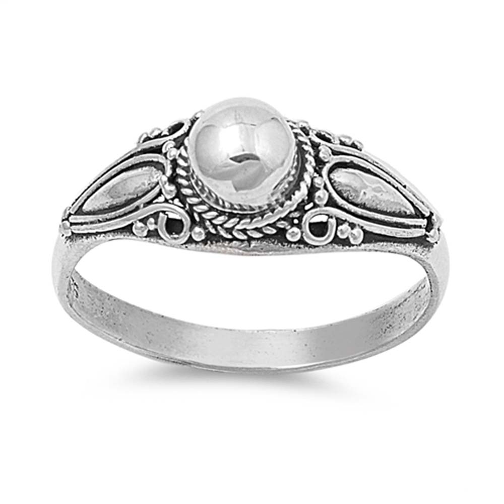 Sterling Silver Elegant Artistic Bali Design Ring with Face Height of ...