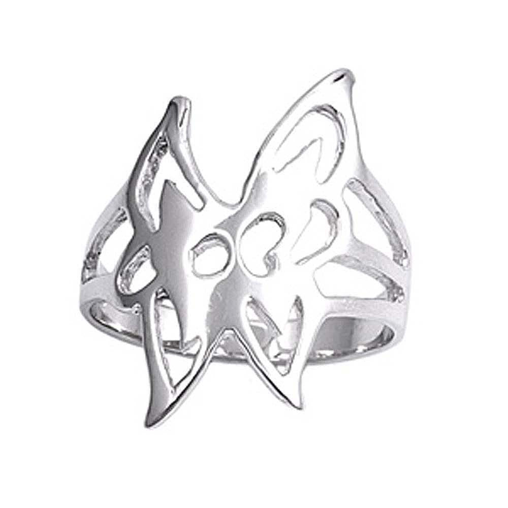 Sterling Silver Trendy Butterfly Design Ring with Face Height of 23MM ...