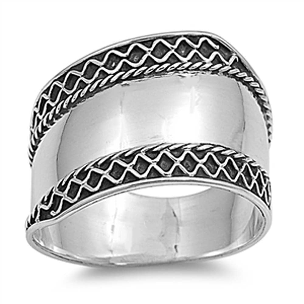 Sterling Silver Zig Zag Bali Design Ring And Face Height 14mm – Silverdepot