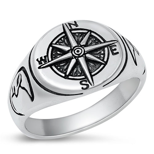 Sterling Silver Oxidized Compass Ring – Silverdepot
