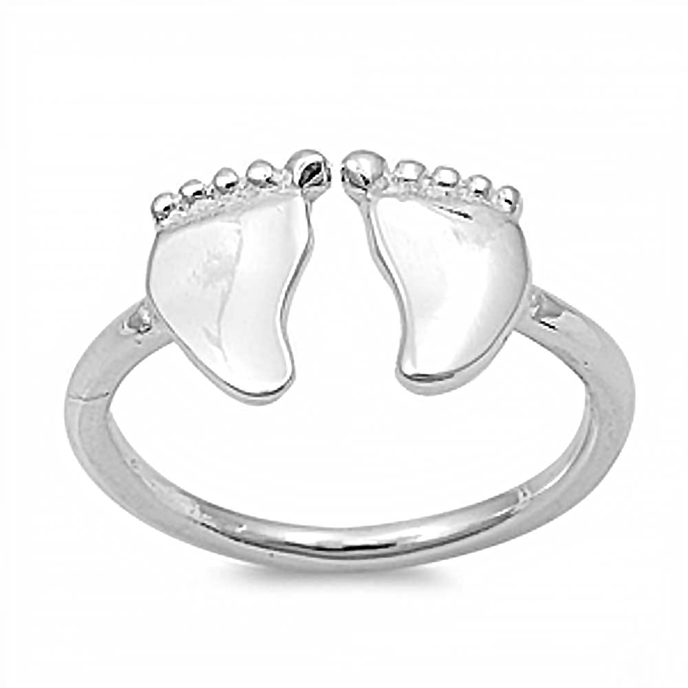Sterling Silver Baby feet Shape Toe RingAndFace Height 8mm – Silverdepot